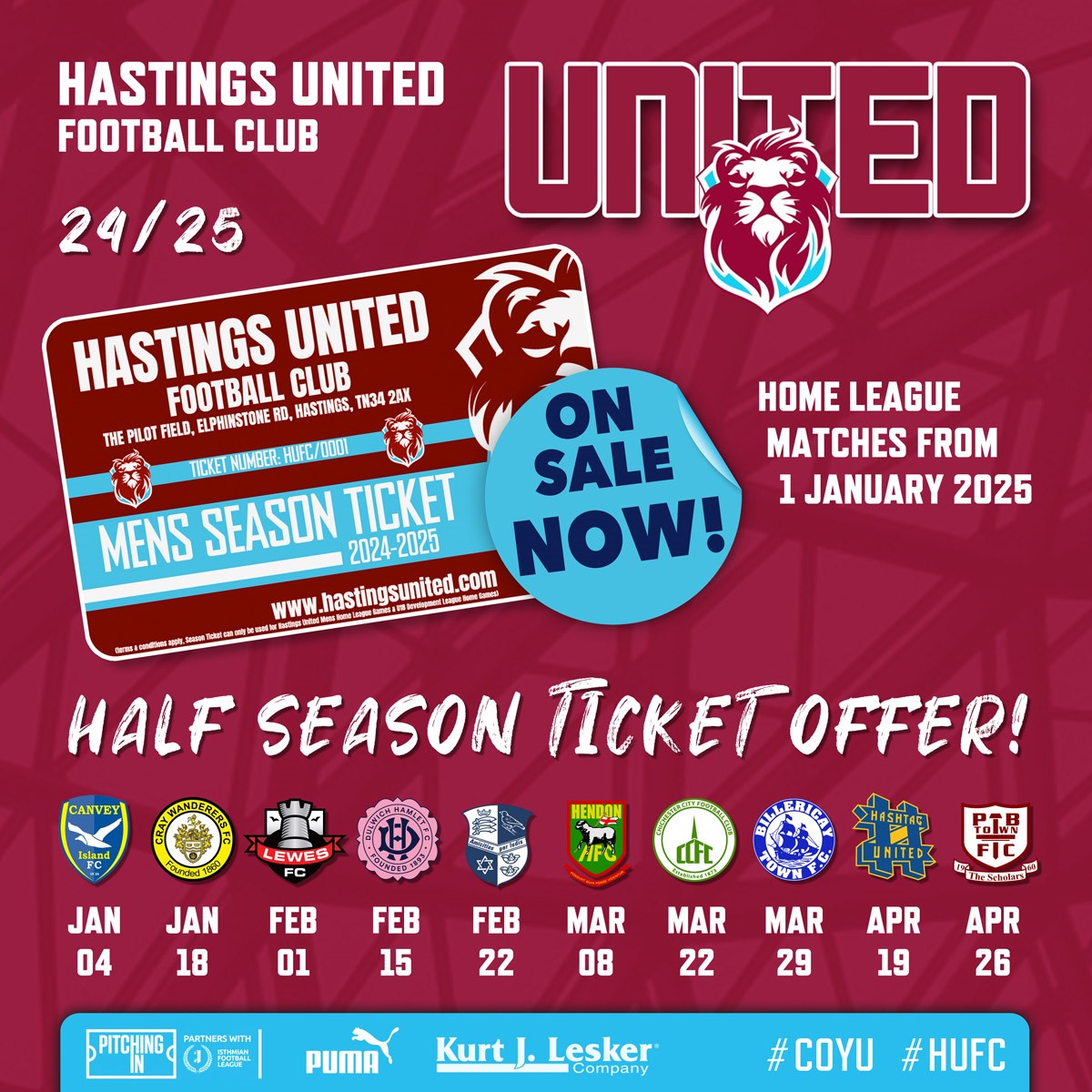 HALF SEASON TICKETS | Hastings United Football Club